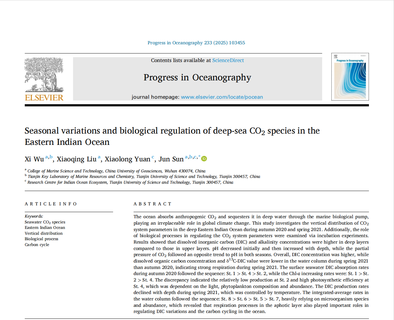 我院教师在海洋学国际期刊《Progress in Oceanography》发表论文-海洋学院